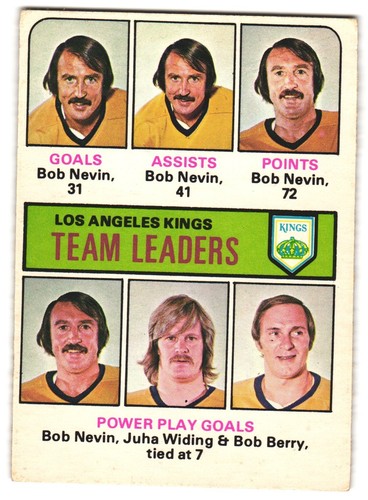 Bob Nevin Juha Widing Bob Berry TL 1975 O-Pee-Chee #320 LA Kings Leader ...