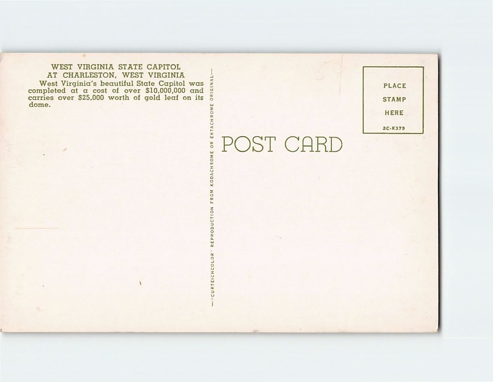 Postcard West Virginia State Capitol At Charleston West Virginia | eBay