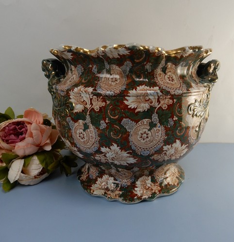 Antique Pottery Large 9-1/2" High Jardiniere Signed Benares 4452 | eBay