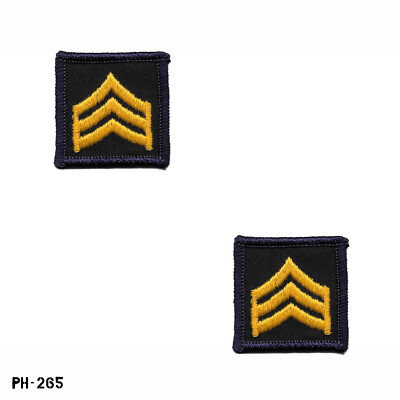 PAIR Police Security Sergeant Rank Chevron Collar Patches Navy & Yellow ...