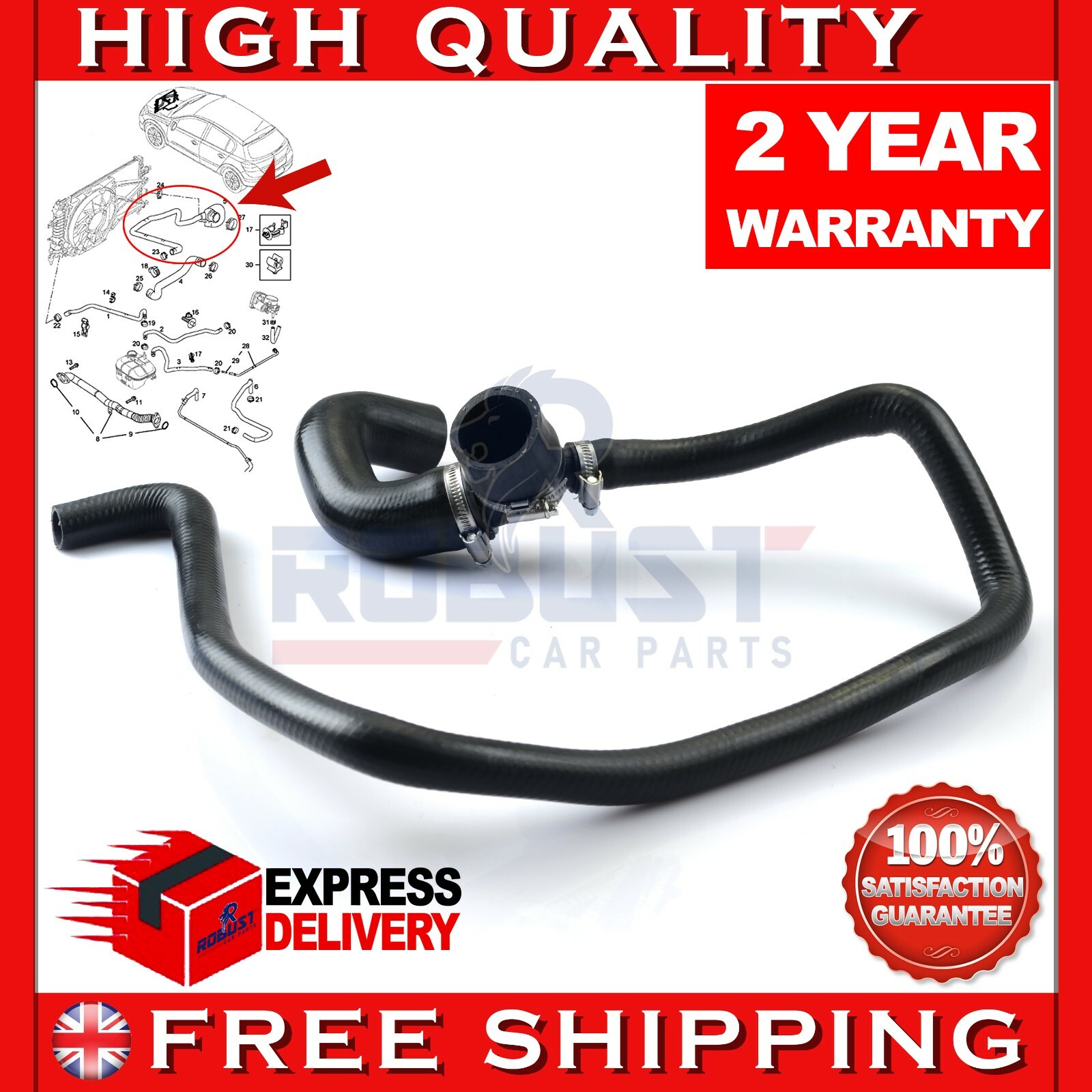 FOR VAUXHALL OPEL ASTRA H MK5 ZAFIRA B MK2 RADIATOR OUTLET HOSE ...