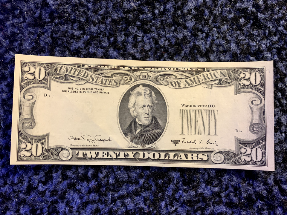 20 dollar bill Missing Overprint (Missing 3rd Print Error) Missing Seal ...