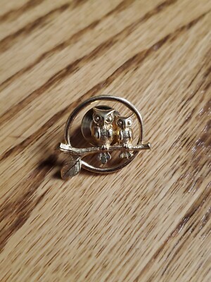 Avon Owls on a Branch Tie Tack Lapel Hat Jacket Pin Gold Colored ...