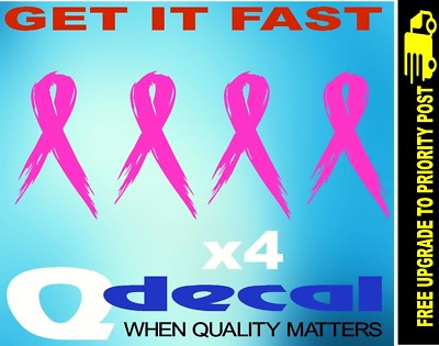 4 x Pink Ribbon Breast Cancer window Car Stickers decals | eBay Australia