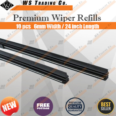 10 x Wiper Blade Inserts Refills 6mm 24" With Twin Rail Metal Back ...