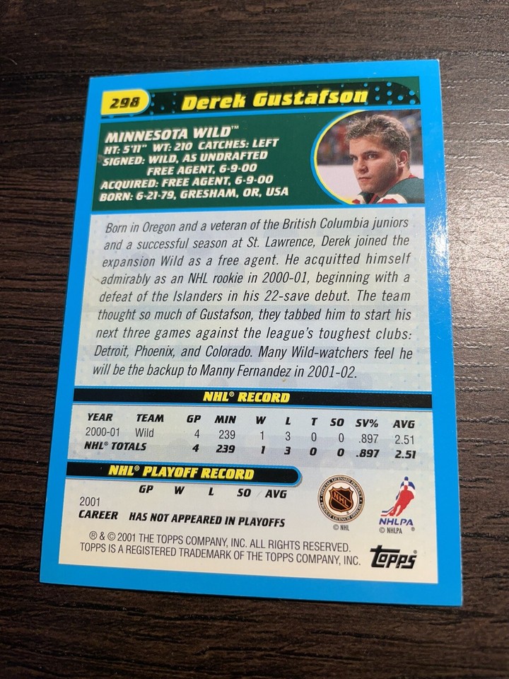 2001-02 Topps Derek Gustafson #298 | eBay