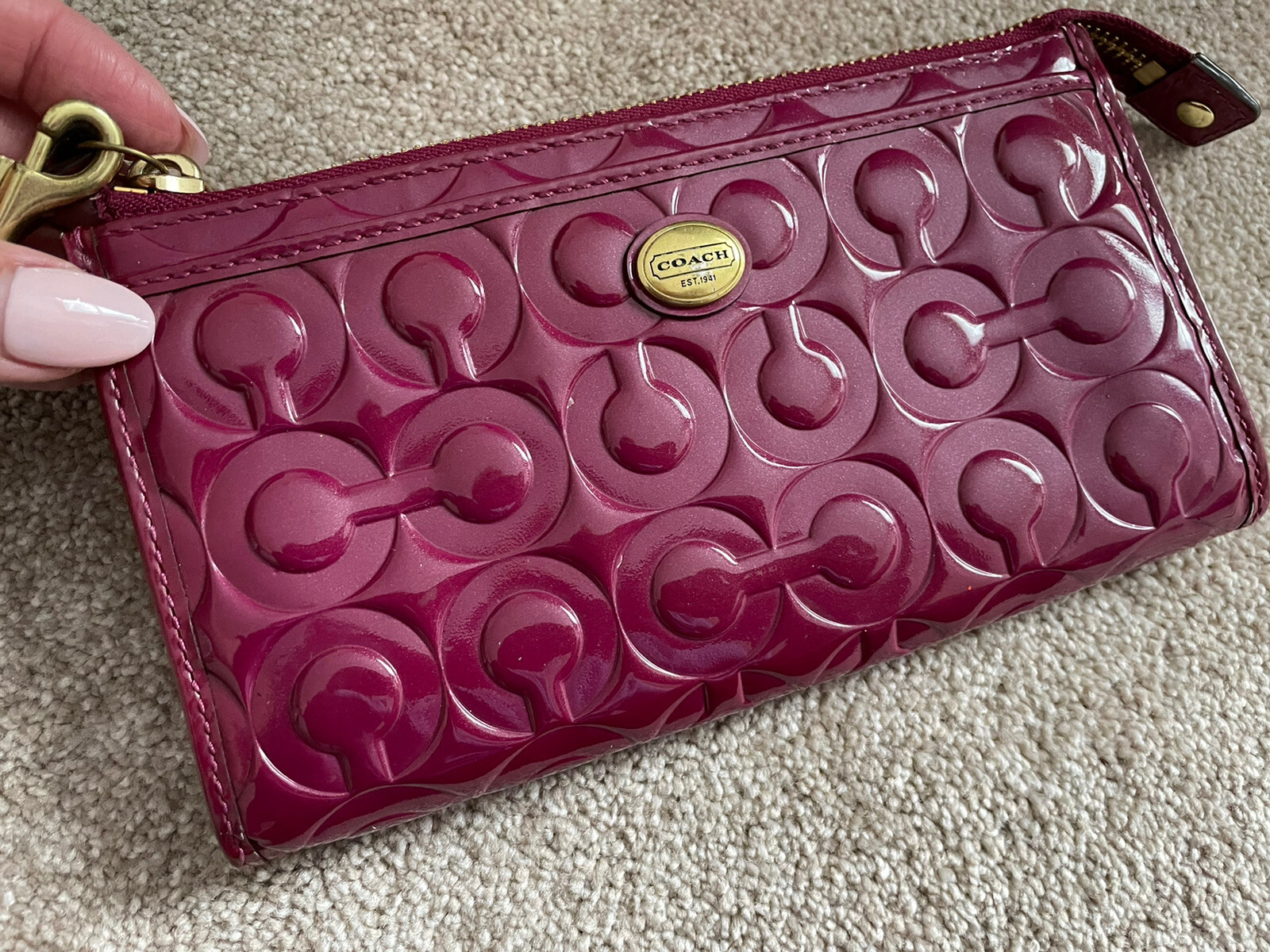Coach Authentic Purple Op Art Wallet/wristlet - Gem