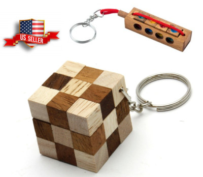 Keychain Wooden Color Chess Cube Snake Puzzles Brain Teaser Gift Puzzle ...