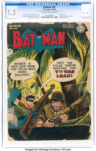 1945 D.C. Comics Batman 30 CGC 1.5. Penguin Appearance WW2 Cover | eBay