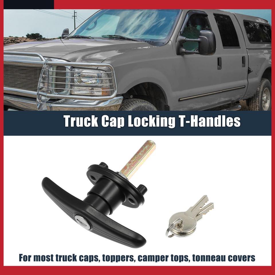 Universal Pickup Truck Camper Cap Locking T-Handles Black with 2 Keys ...