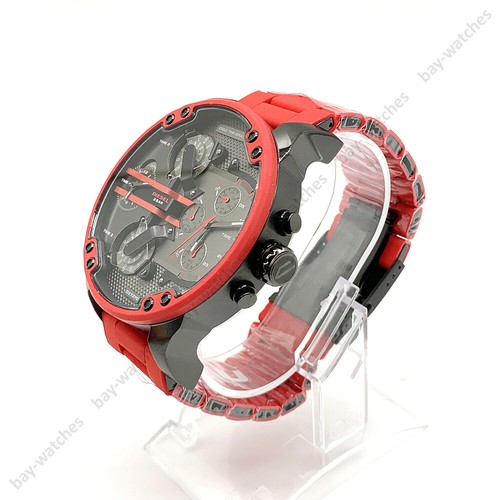 Diesel DZ7370 Mr Daddy Red Stainless Steel Band Black Dial Casual Men's ...
