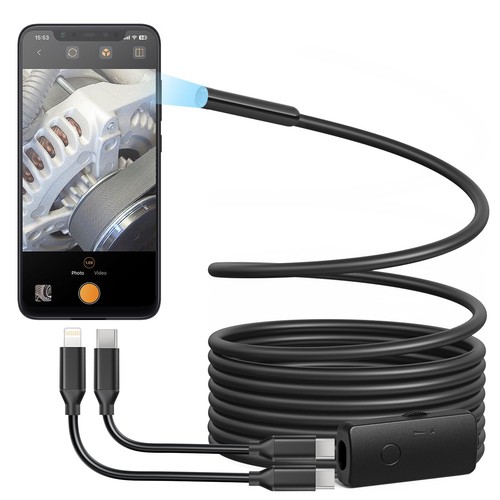 USB Endoscope Camera with 8 Adjustable LED Lights, Borescope with Semi ...