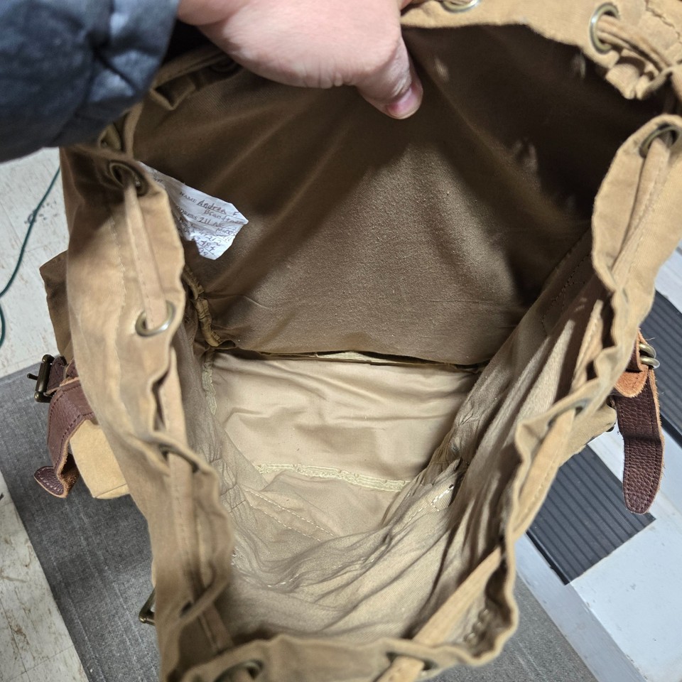 Vintage LL BEAN Backpack Continental Rucksack Cotton Wax Canvas Leather ...