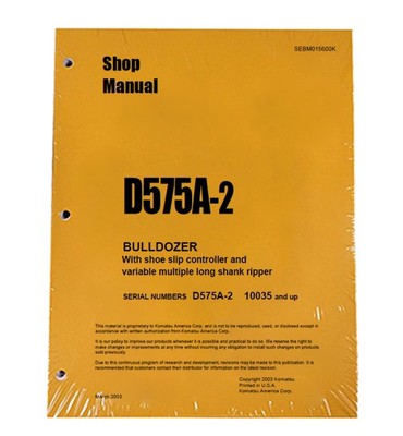 Komatsu D575A-2 Series Bulldozer Workshop Repair Service Manual Part ...