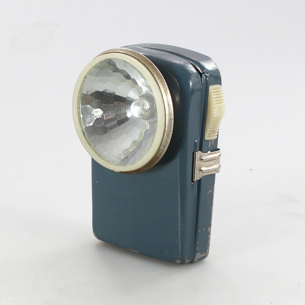 original antique old rare Blue Metal Glass Pocket Handheld Battery ...