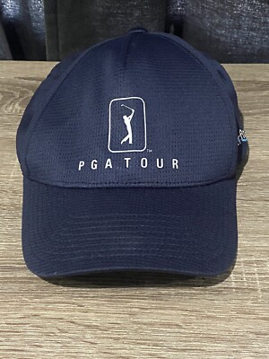 PGA Tour Airflux Logo Blue Vented Golf Cap Hook And Loop Adjustable | eBay