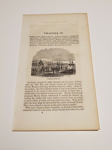 Christopher Columbus Setting Sail c. 1848 Engraving | eBay