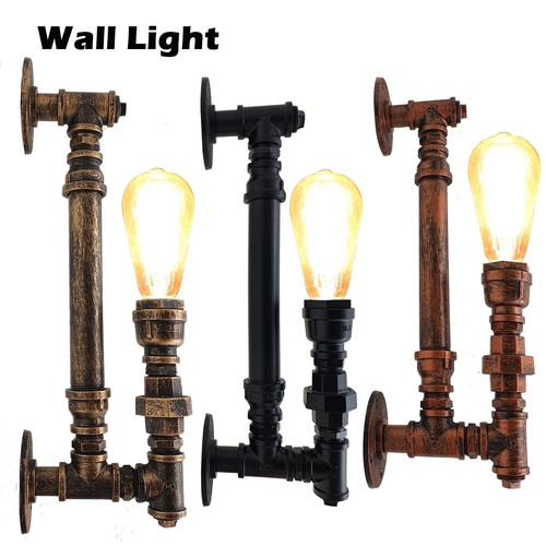 E27 Rustic Water Pipe Wall Light Porch Lamp Steampunk Vintage ...