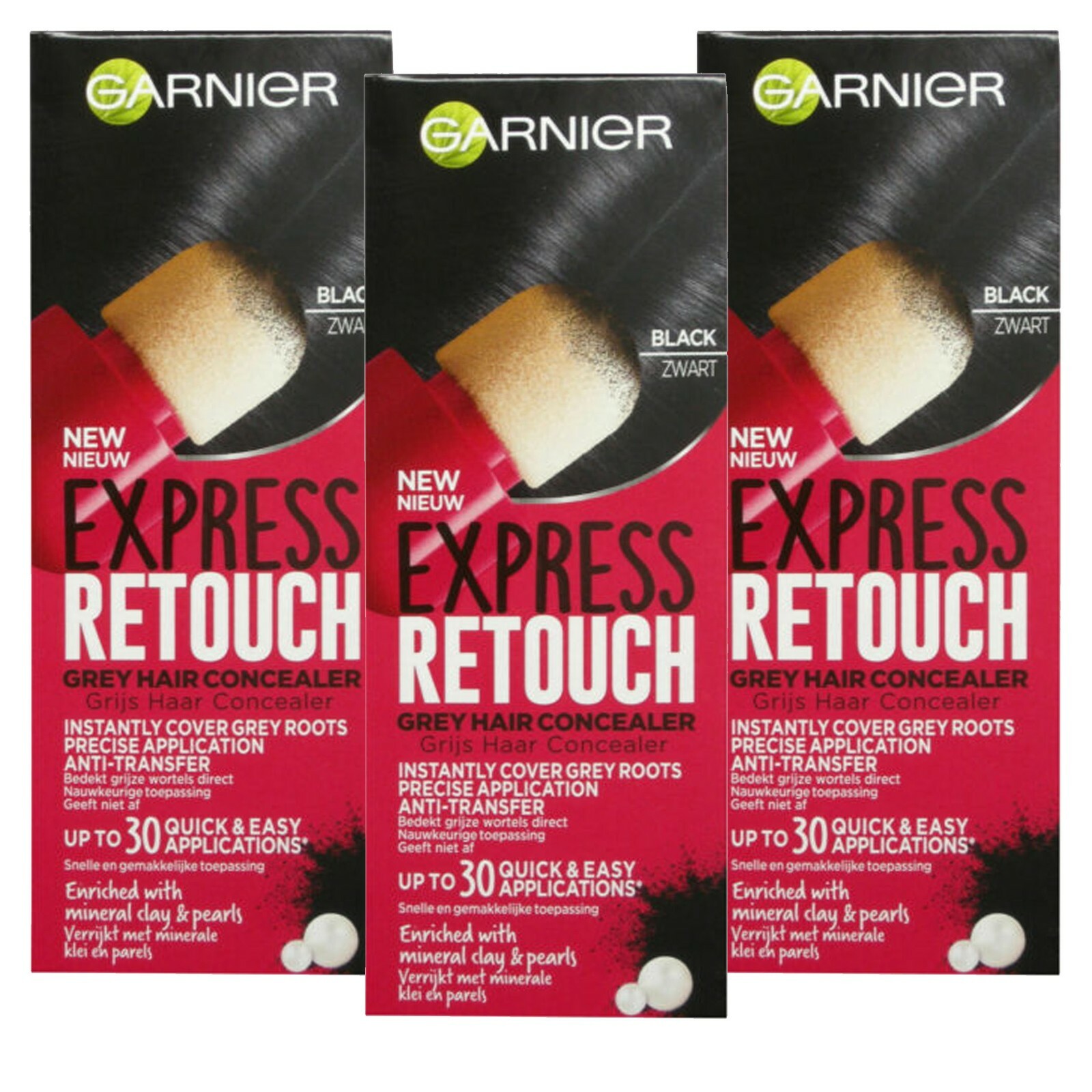 3 PACK Garnier Express Retouch Grey Hair Concealer Root Touch Up ...