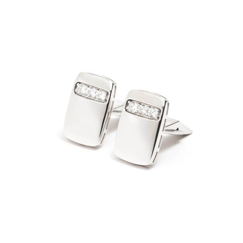 Lab-Grown Diamond Rounded Rectangle Design Cufflinks For Men's In 10K ...