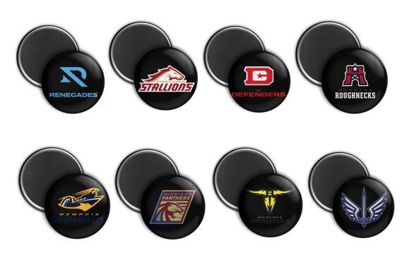UFL Team Magnets Football 2.25" FULL SET/ALL 8 TEAMS-KEEP & DISPLAY ...