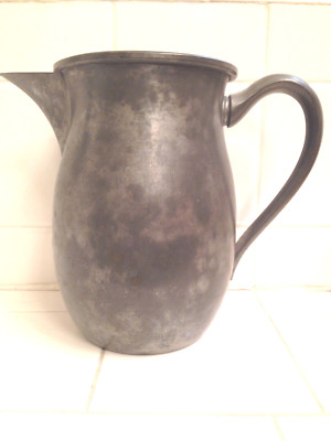 ANTIQUE 6.5" PEWTER PITCHER.STAMPED FEDERAL SOLID PEWTER.PURCHASED N.Y ...
