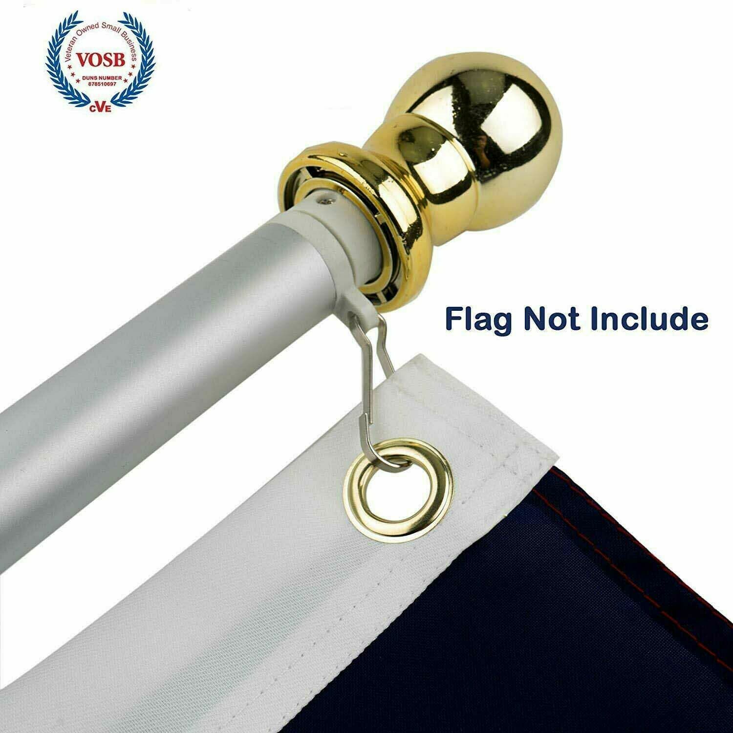 6ft Aluminum Spinning Stabilizer Flag Pole Gold Ball Adjustable Mount ...