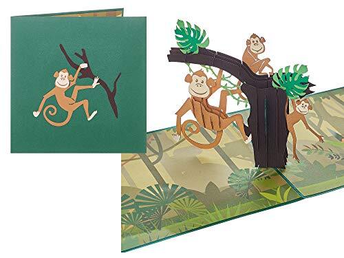 Monkey Pop Up Card, Blank Monkey Card, Monkey 3D Card, Monkey Gift ...