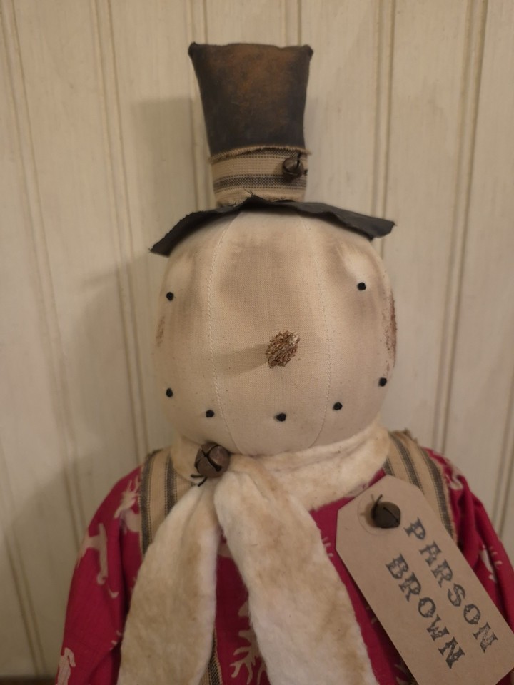 Primitive Grungy Parson Brown Snowman Christmas Doll | eBay