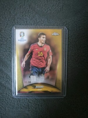 2024 Topps Chrome UEFA Euro Gold Yellow Refractor /99 Rodri #29 Spain ...