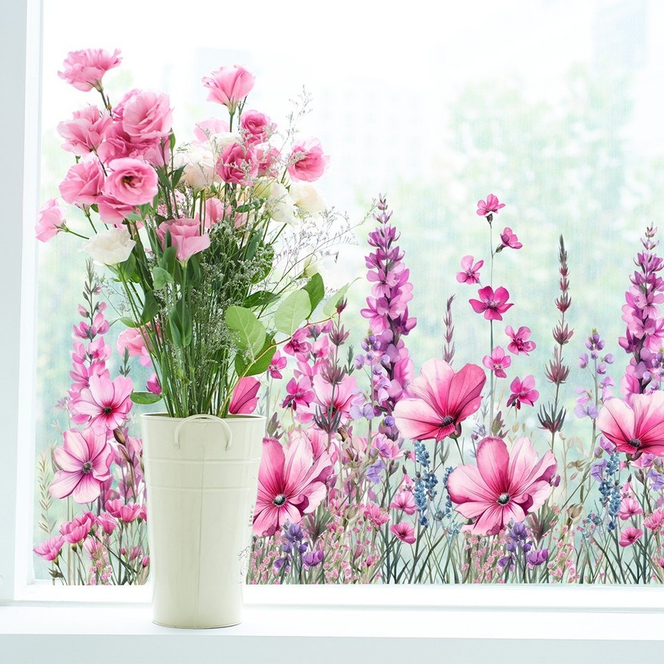 Floral Window Clings All-Angle Visibility Easy Installation Premium PVC ...