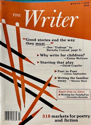 THE WRITER magazine March 1995 Play Children Poetry Applewhite Copelin ...