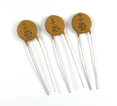 12pcs RMC Mallory Discaps .001uF 250v 20% Radial Ceramic Capacitor Z5U ...