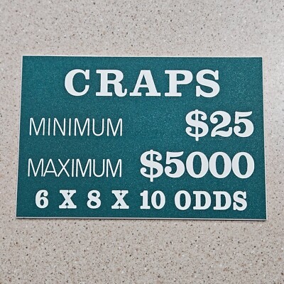 Vintage Craps Green Table Minimum Maximum Rules Plastic Casino Table ...