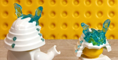 LEGO White Samurai Helmet ICE HORNS CRYSTALS Ribbed Back Open Face ...