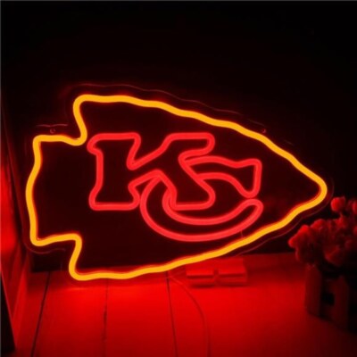 Kansas City Chiefs LED Neon Sign KC NFL Sports Football Light Man Cave ...