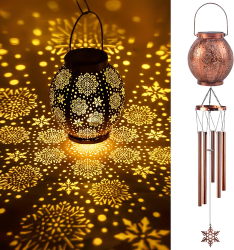 Snowflake Wind Chimes for Outside Hanging Solar Lanterns Gifts for ...