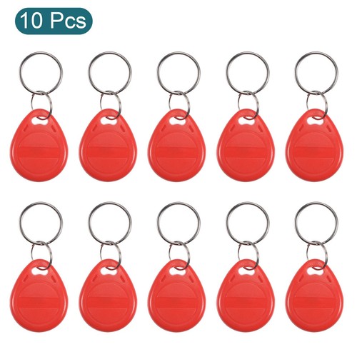 10Pcs ID Card Key Fobs RFID Proximity 125KHz Rewritable Token Tag Red ...
