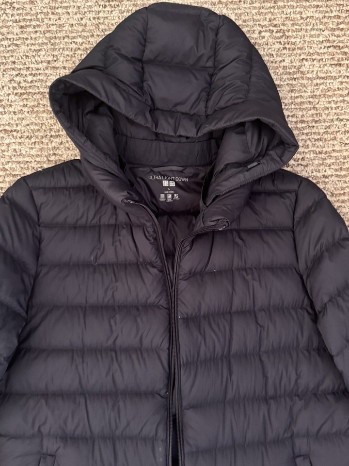 Uniqlo Ultra Light Down Navy Long Blue Jacket Women's Size L Worn Twice | eBay