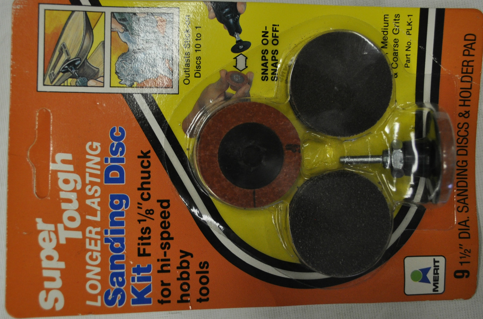 Merit Super tough Sanding Disc kit Incl 9 Disc ,Holder 1/8"shank PLK-1 ...