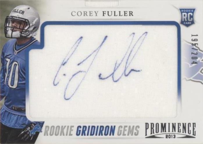 2013 Panini Prominence - Corey Fuller #119 Rookie Gridiron Gems ...