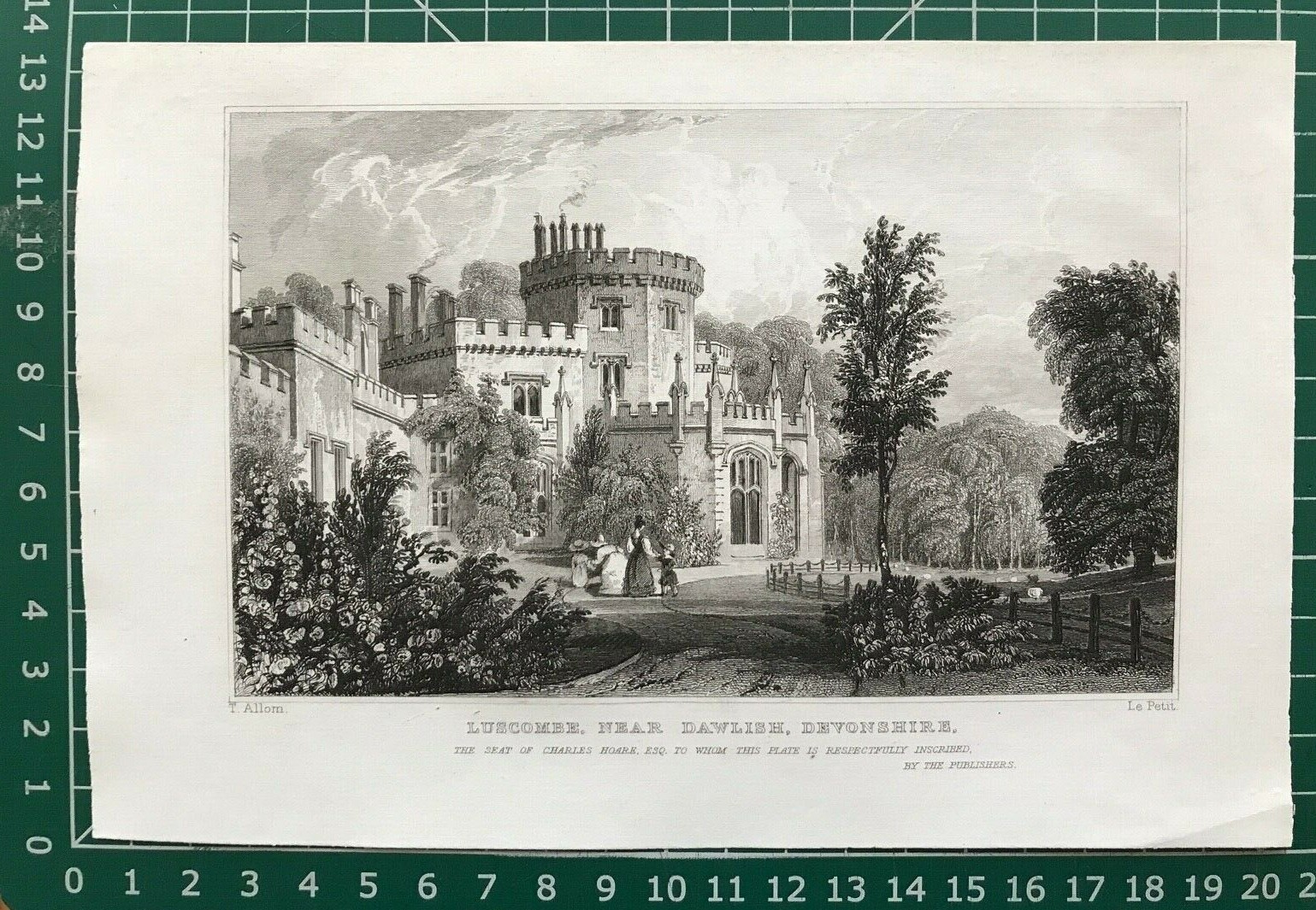 1831 Antique Print; Luscombe Castle near Dawlish, Devon after Thomas ...