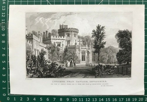 1831 Antique Print; Luscombe Castle near Dawlish, Devon after Thomas ...