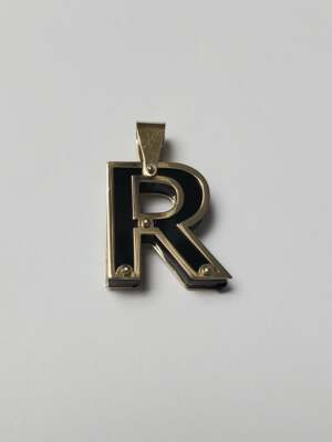 14K Gold Initial Letter R Charm Pendant Necklace Gold Letter Pendat YC ...