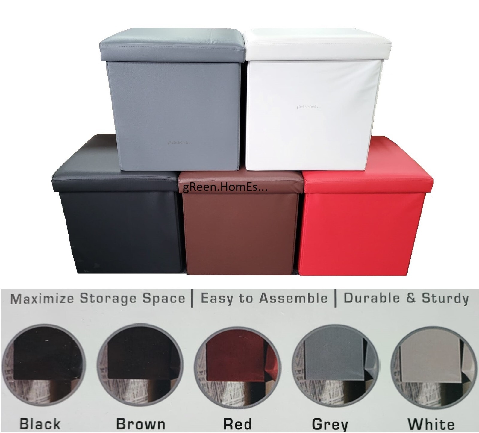 Folding Ottoman Storage Box Pouffe Seat Stool Home Chair Foot stool ...