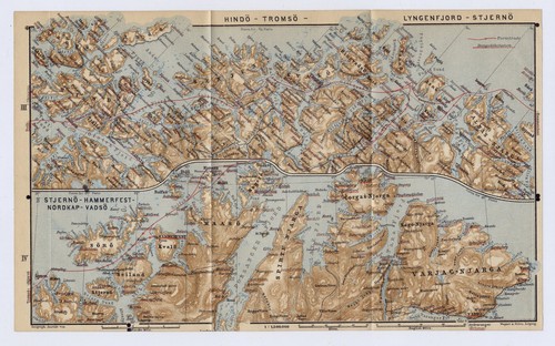 1912 ORIGINAL ANTIQUE MAP OF NORTH CAPE NORDKAPP TROMSØ TROMSO VICINITY ...