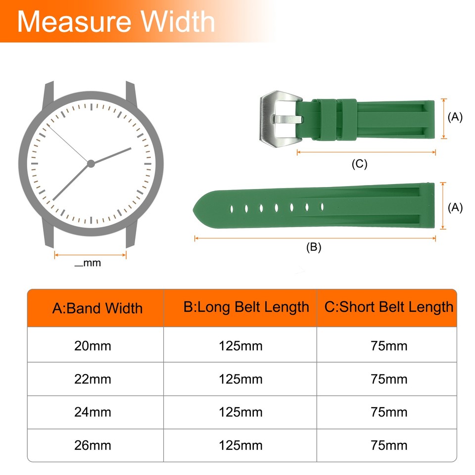 Silicone Watch Bands 20mm Soft Watch Band with Silver Buckle, Drak ...