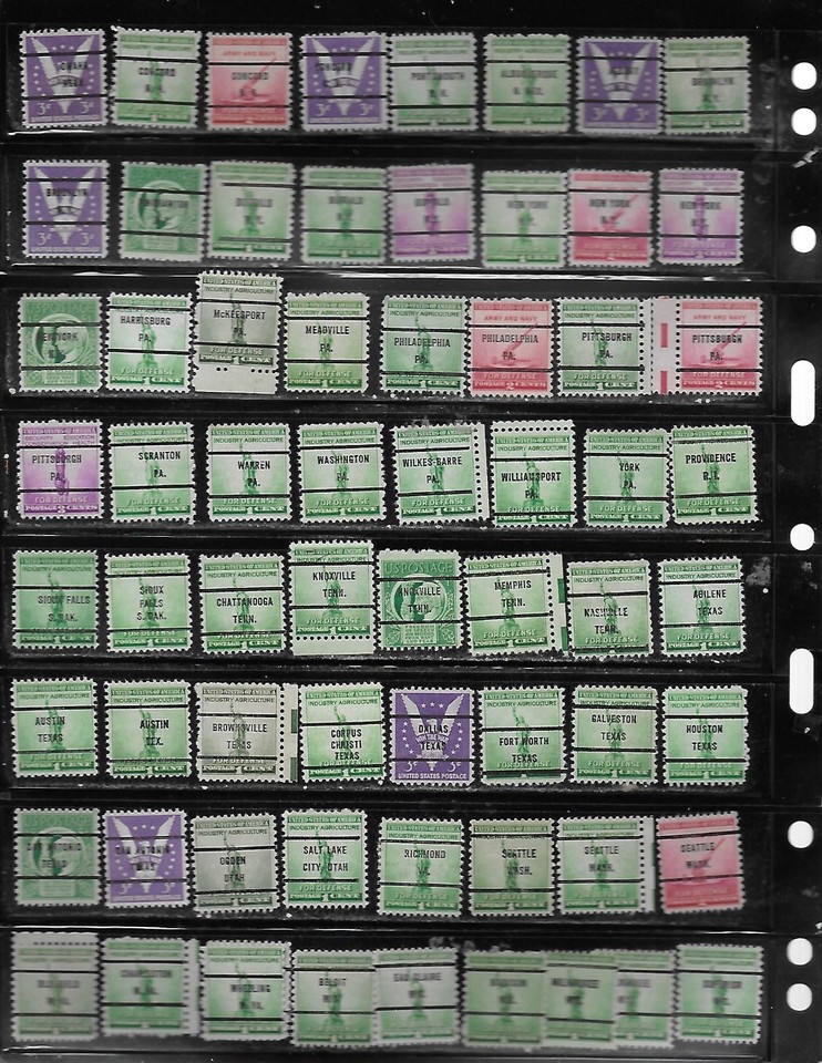 U.S. PRECANCELS #42 LOT OF 121 MIXED TYPES FROM VARIOUS CITIES/STATES ...