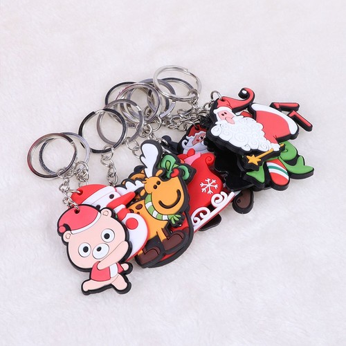 8 Pcs Cartoon Key Chain Santa Keyring Christmas Keyrings Party Favors ...