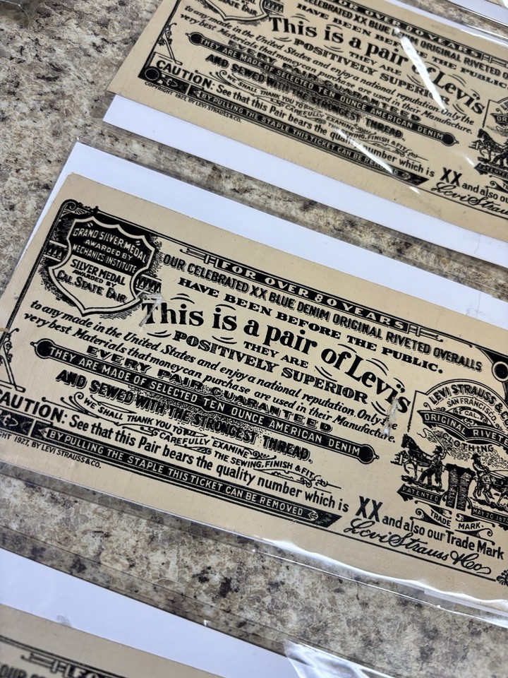 Vintage Original Antique 1927 Levi’s fabric Labels. 7x3 Roughly. | eBay